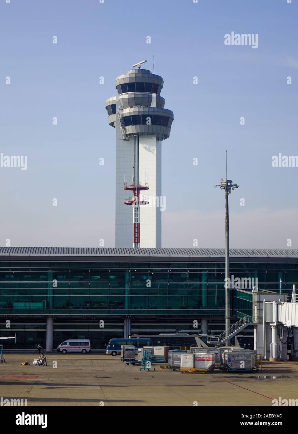 Saigon, Vietnam - Dec 4, 2019. Air traffic control (ATC) tower of Tan ...