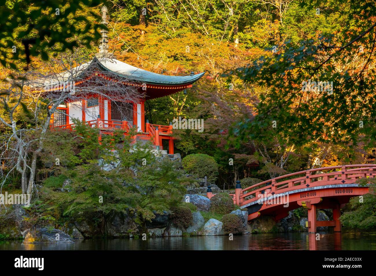 Japanese autumn fall. Kyoto Daigoji temple Stock Photo - Alamy