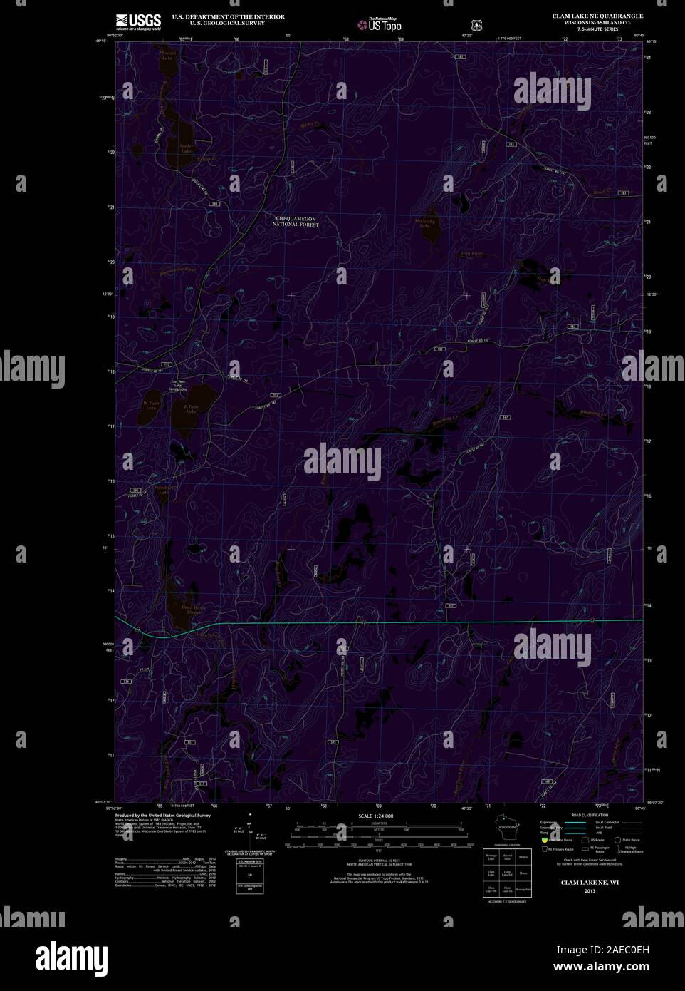 Clam lake map hi-res stock photography and images - Alamy
