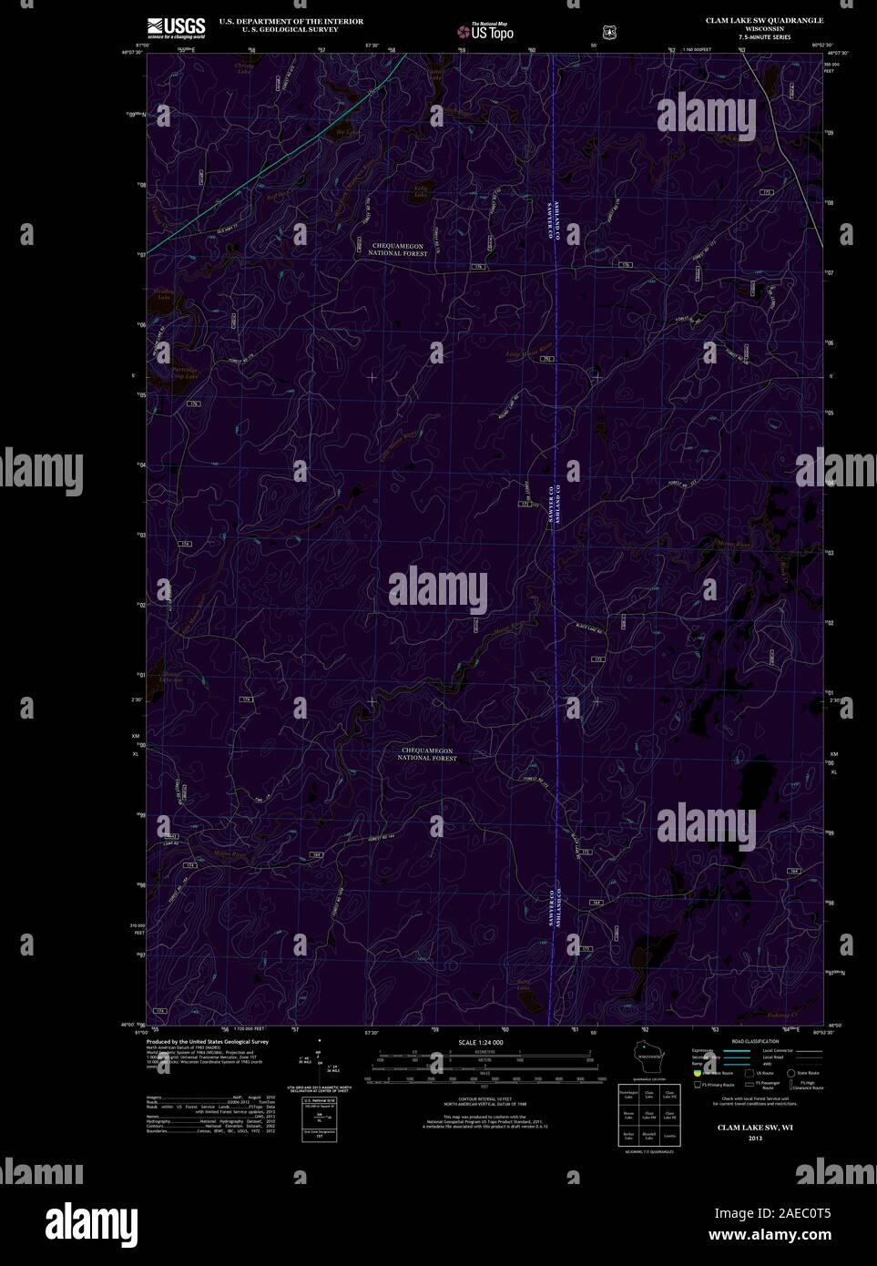 Clam lake map hi-res stock photography and images - Alamy