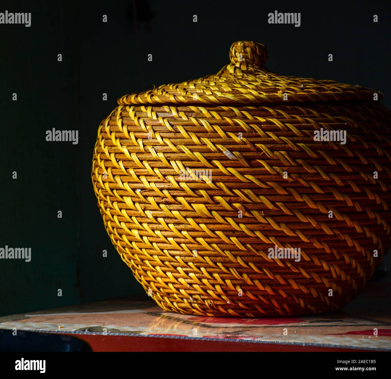 Traditional bamboo basket at rural house in Northern Vietnam Stock ...