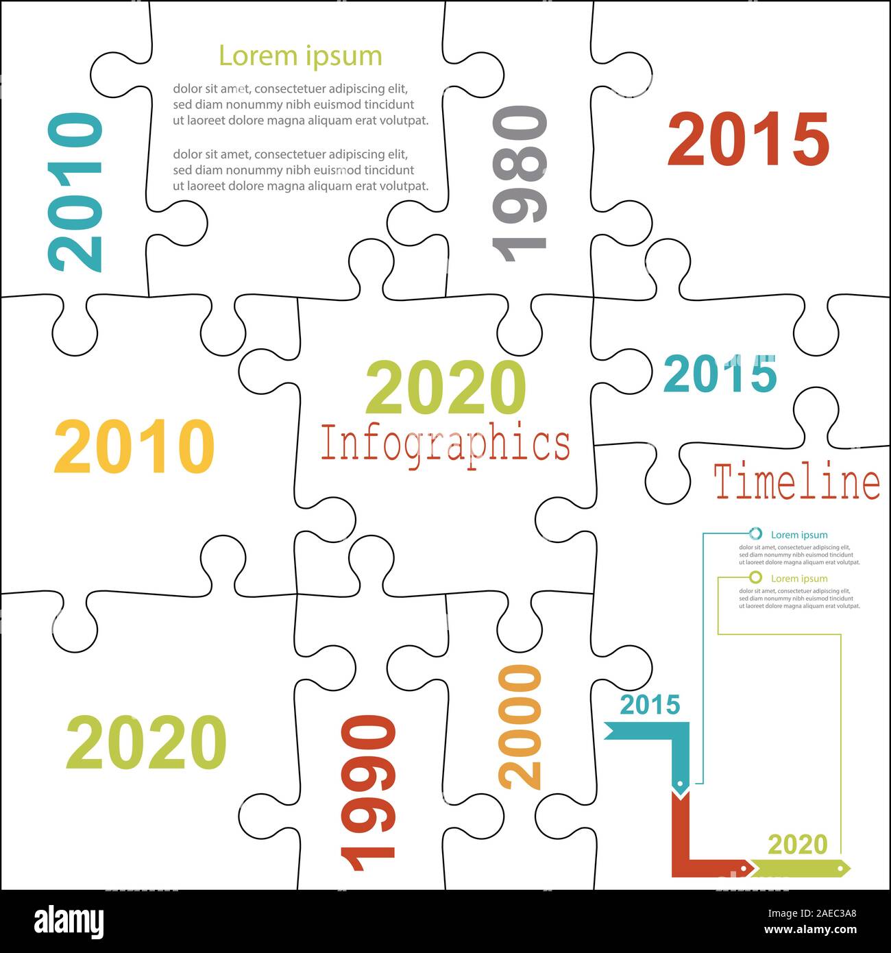 Infographic report templates in puzzle jigsaw elements . Vector ...