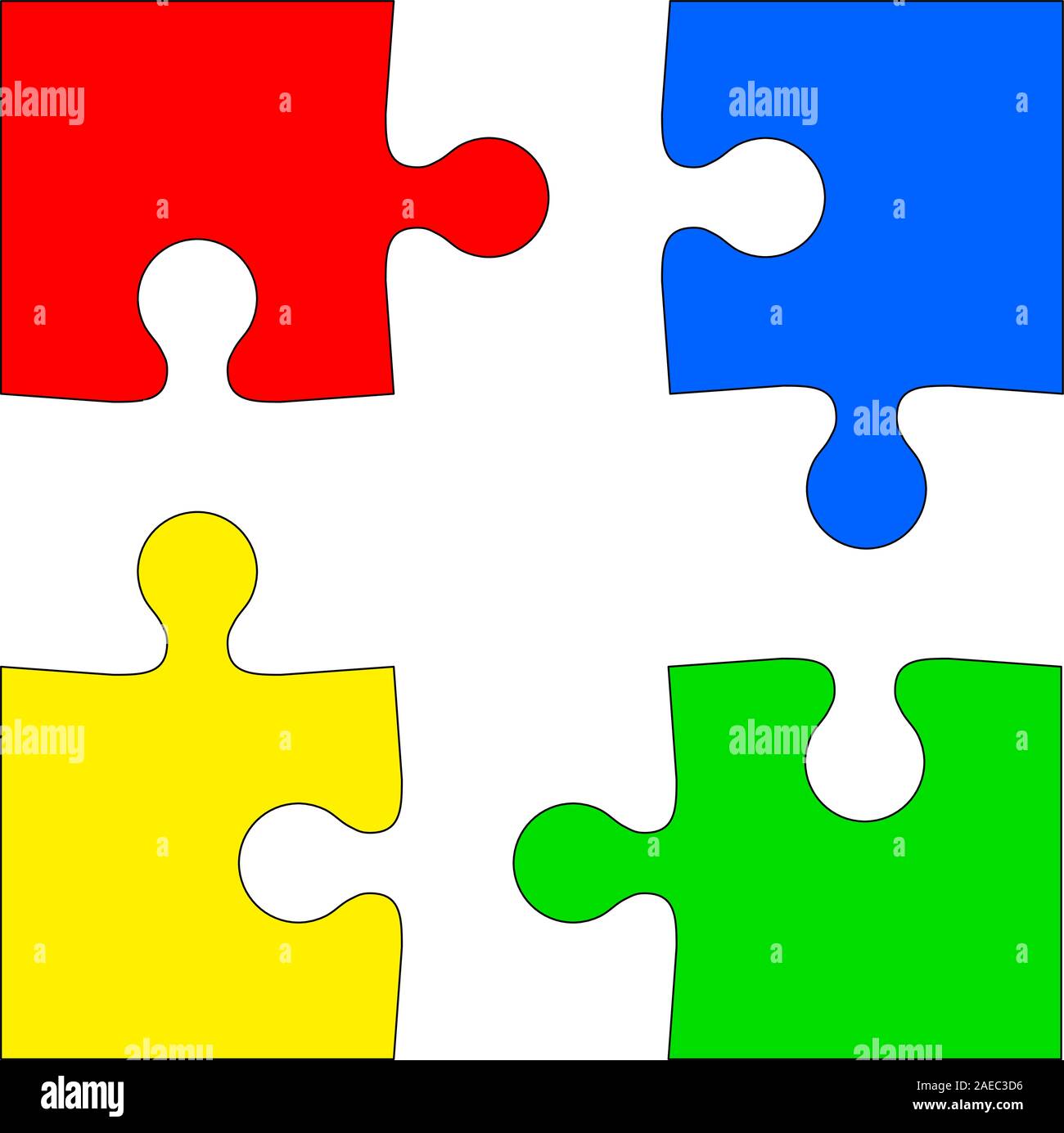 Four colored puzzle pieces on white background. Vector illustration ...