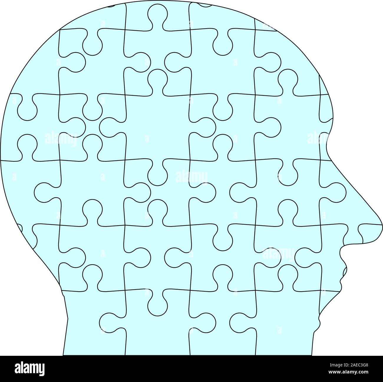 Jigsaw puzzle human head, blue background. Vector illustration Stock ...