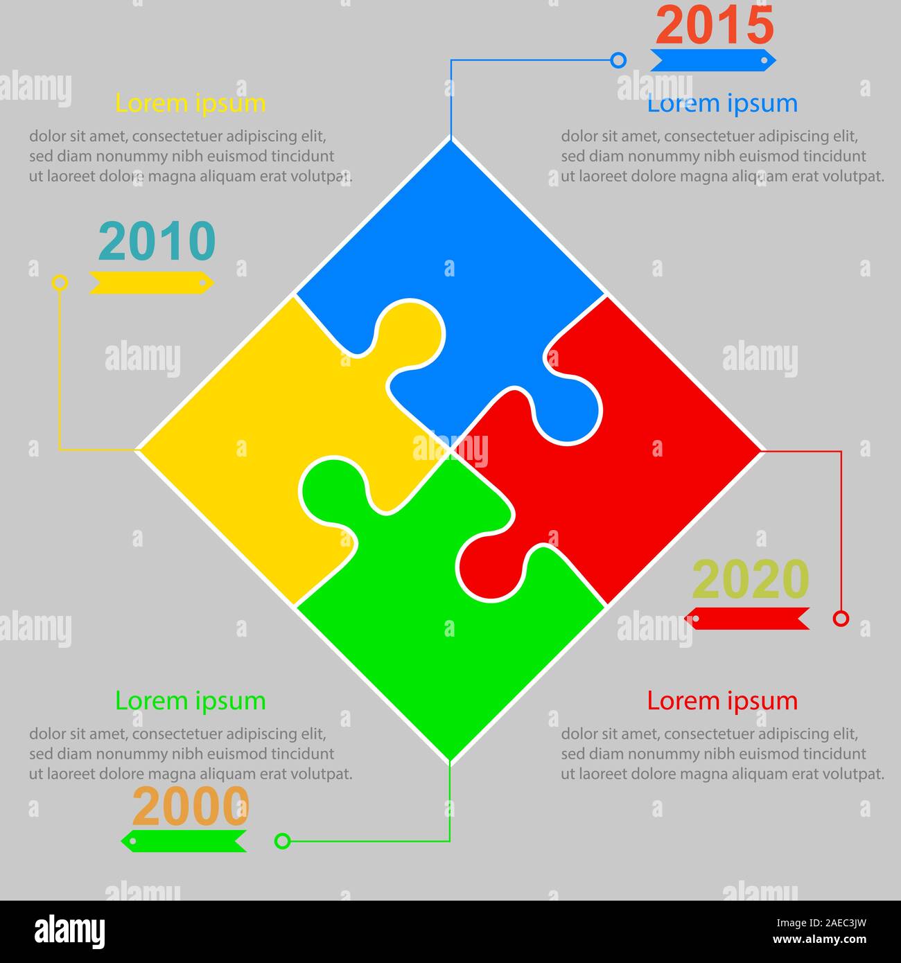 Infographics report templates in a square puzzle elements. Vector ...