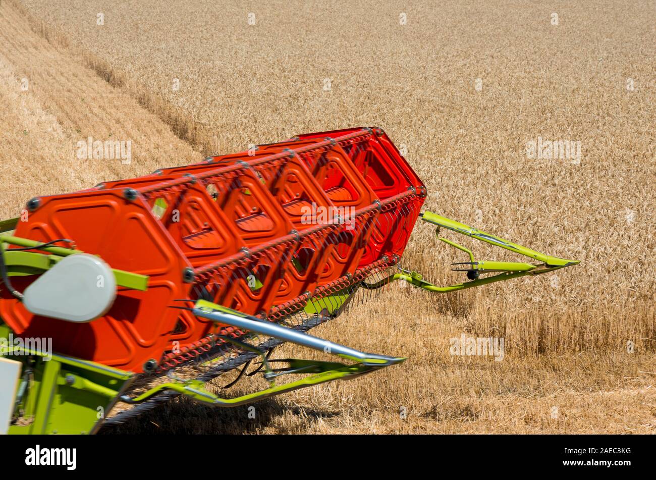 Harvest wheat field working. Harvesting equipment. Reaping Stock Photo ...