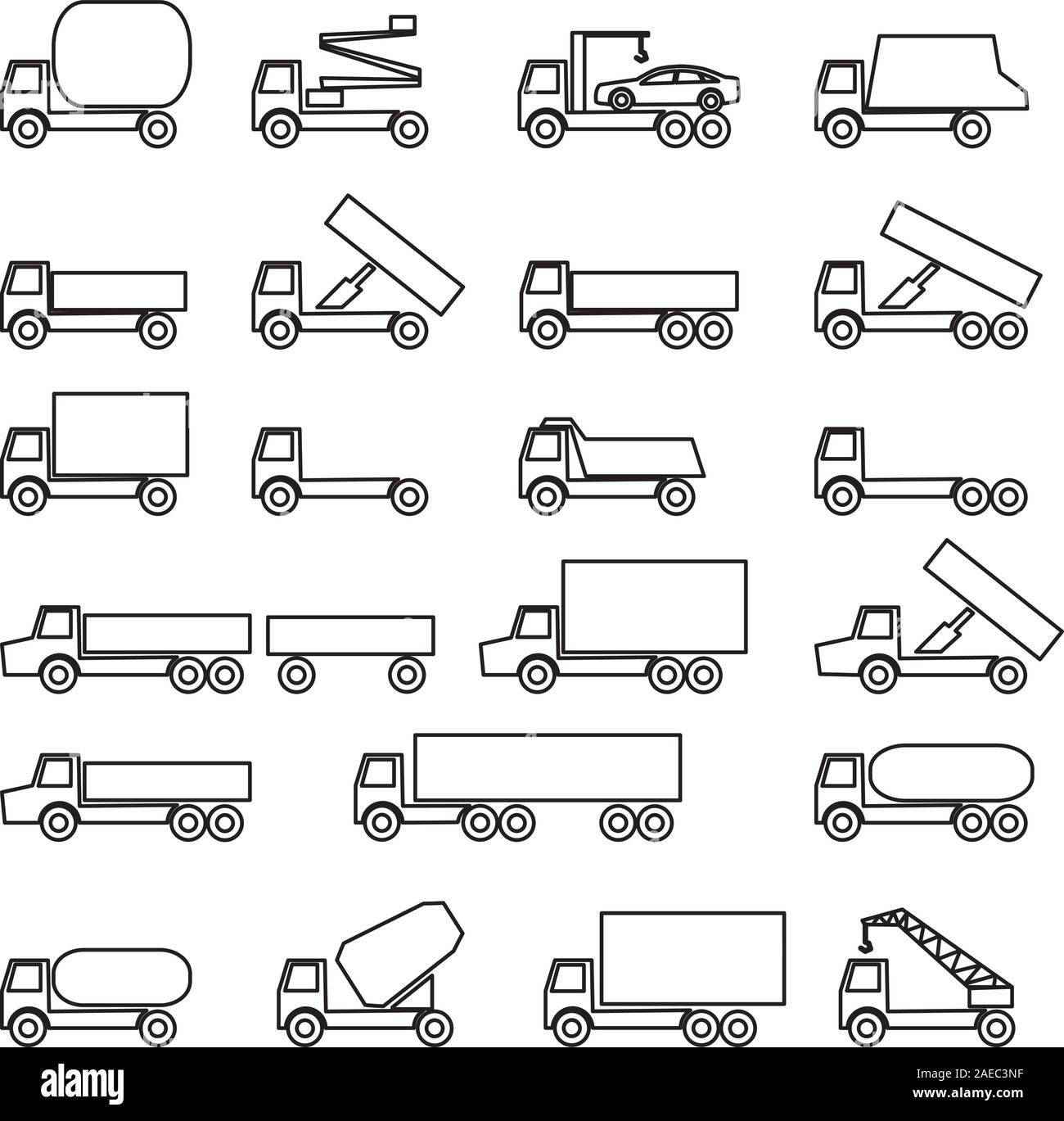 Set of vector icons - transportation symbols. Black on white. Vector ...