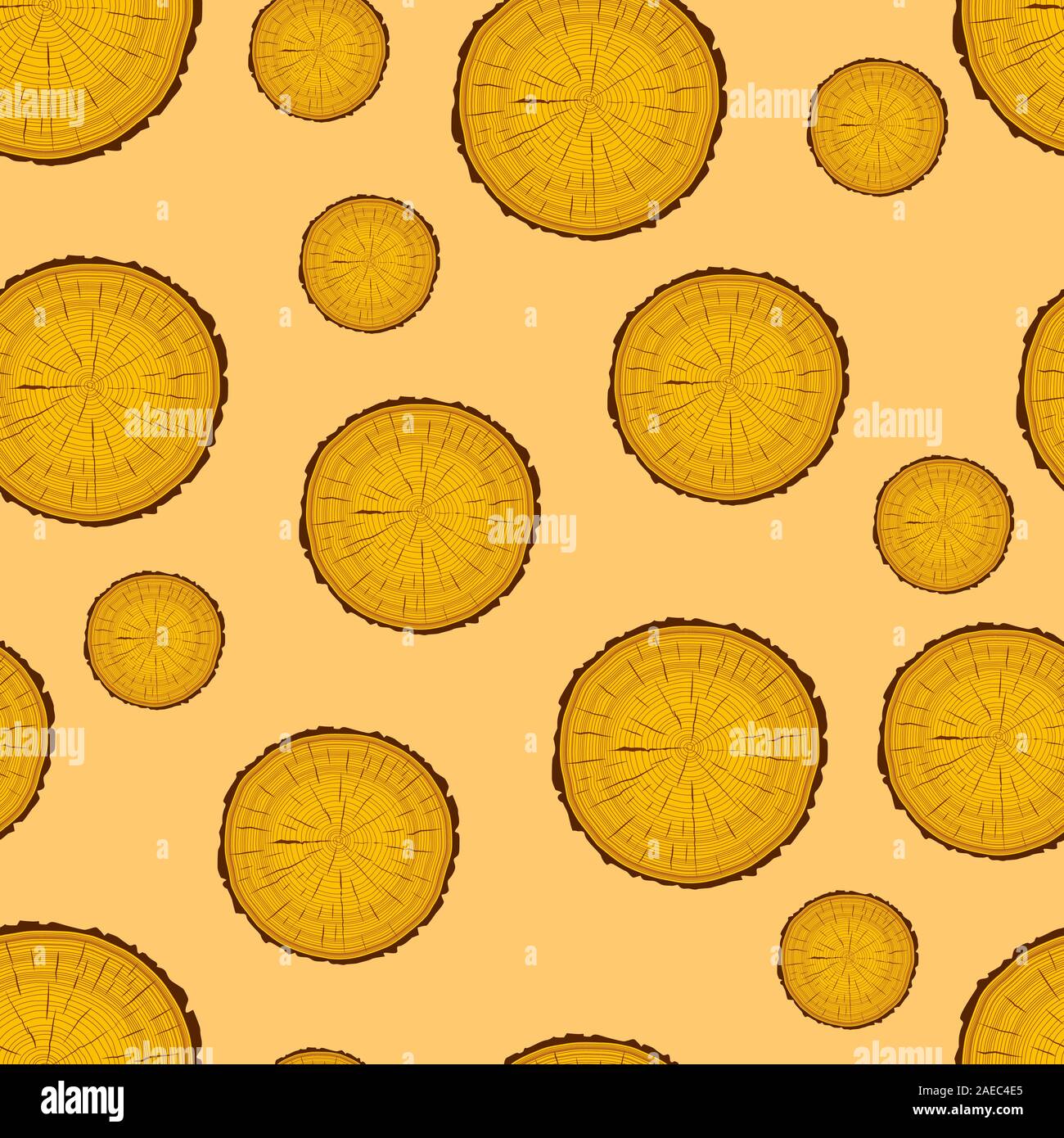 Tree rings saw cut tree trunk background. Seamless wallpaper. Vector ...