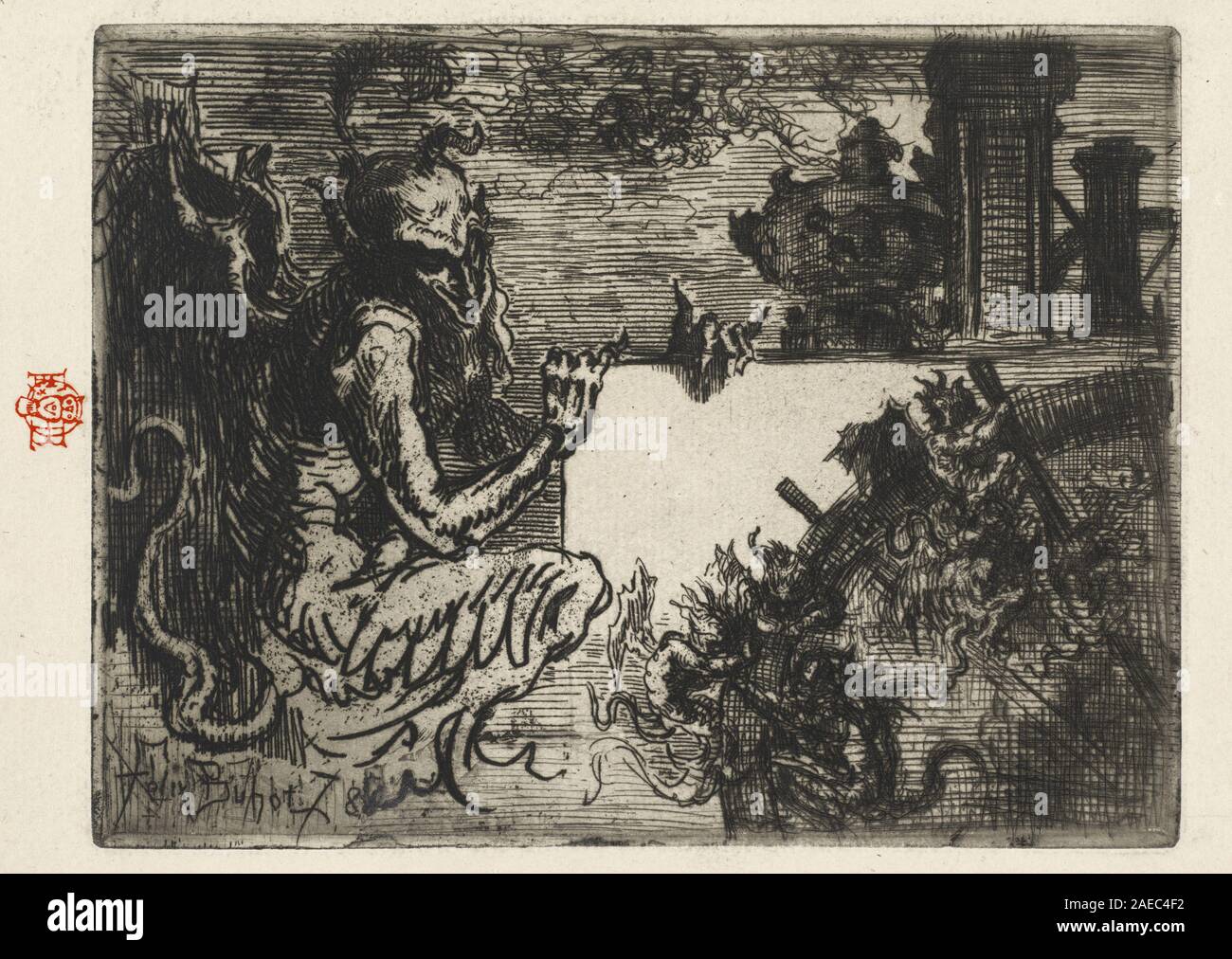 The Demon Printer; 1878date Félix-Hilaire Buhot, The Demon Printer ...