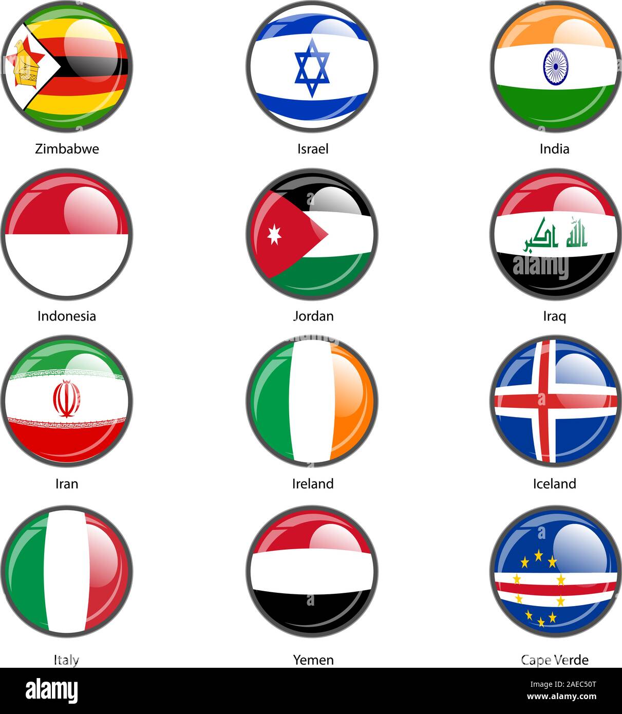 Set circle icon Flags of world sovereign states. Vector illustration ...