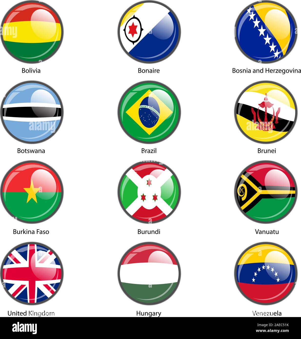 Set circle icon Flags of world sovereign states. Vector illustration ...