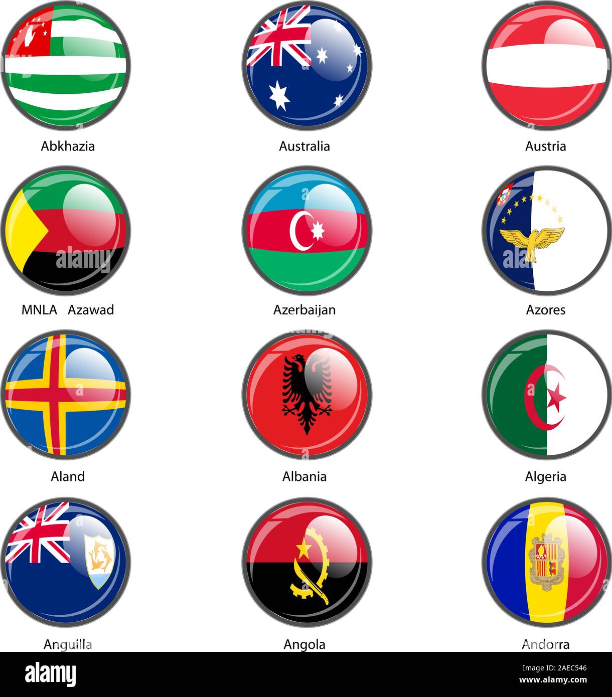 Set circle icon Flags of world sovereign states. Vector illustration ...