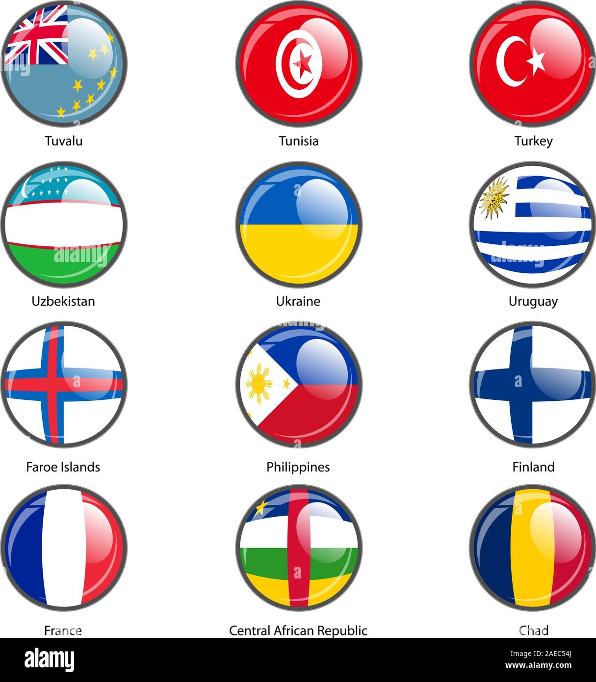 Set circle icon Flags of world sovereign states. Vector illustration ...