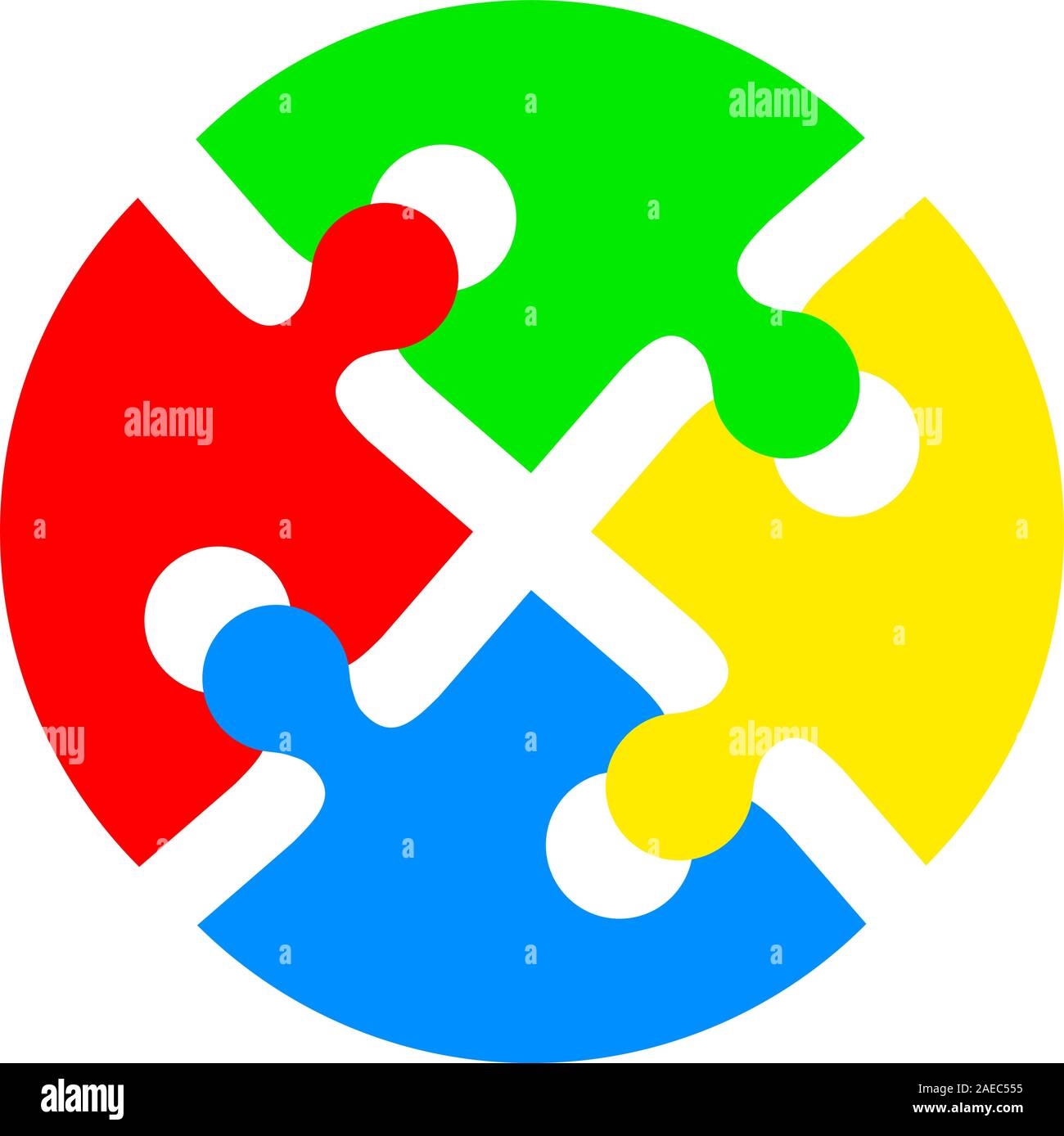 Jigsaw puzzle in the form of push the colored circle. Vector ...