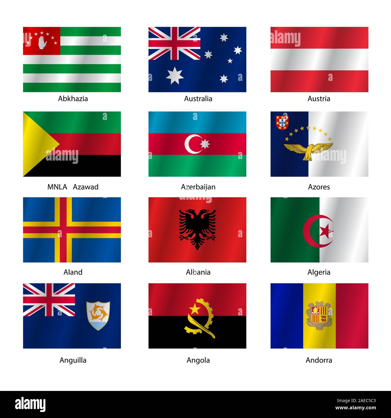 Set Flags of world sovereign states. Vector illustration. Set number 1 ...