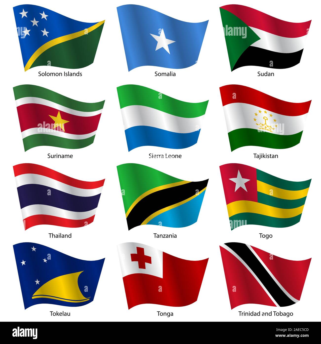 Set Flags of world sovereign states. Vector illustration. Set number 15 ...
