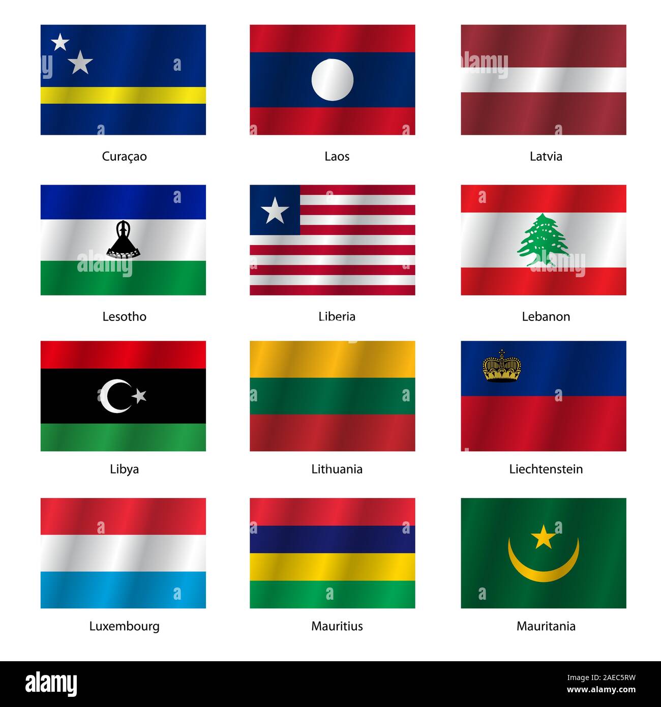 Set Flags of world sovereign states. Vector illustration. Set number 9 ...