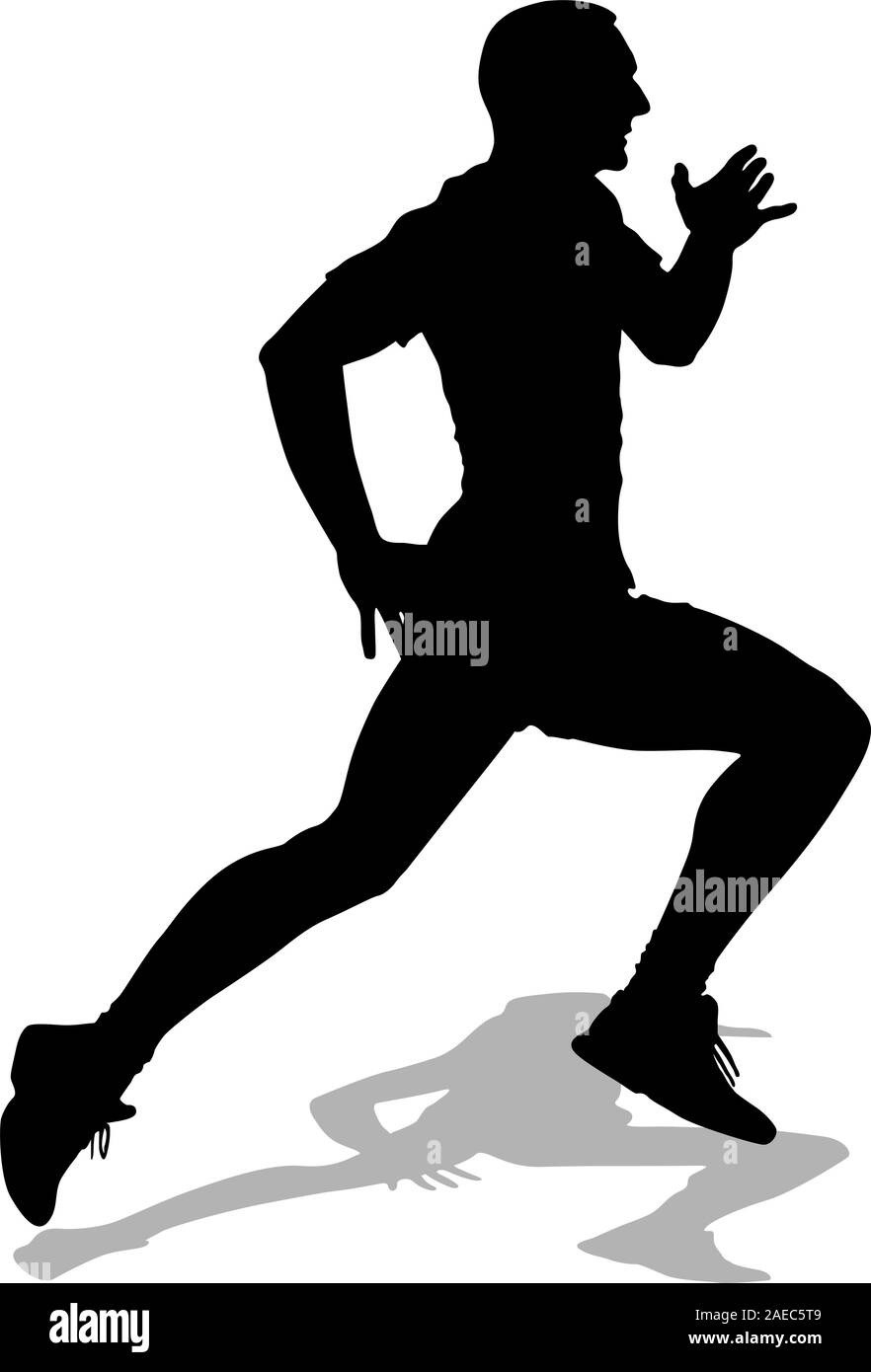Athlete on running race, silhouettes. Vector illustration Stock Vector ...