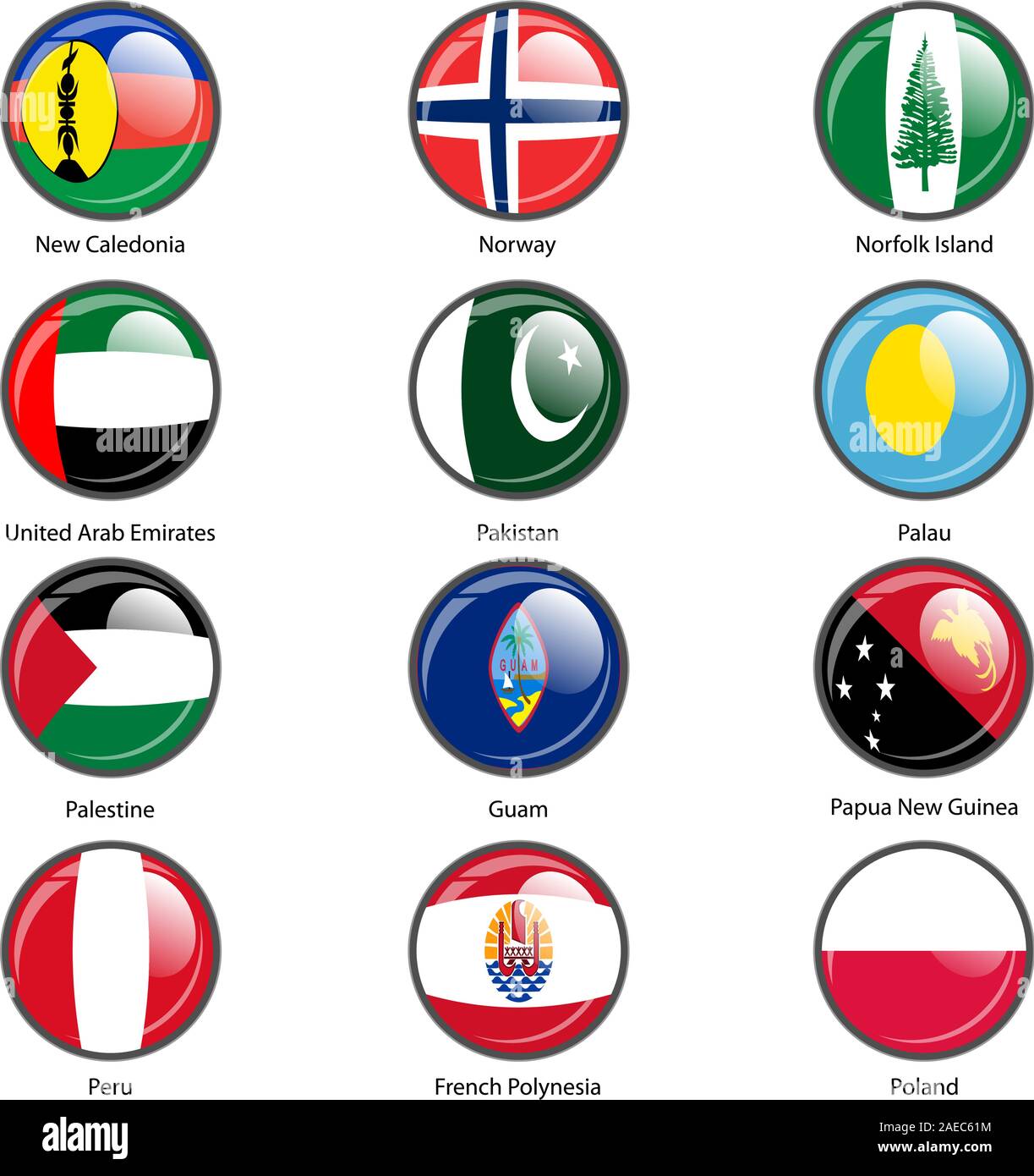 Set circle icon Flags of world sovereign states. Vector illustration ...