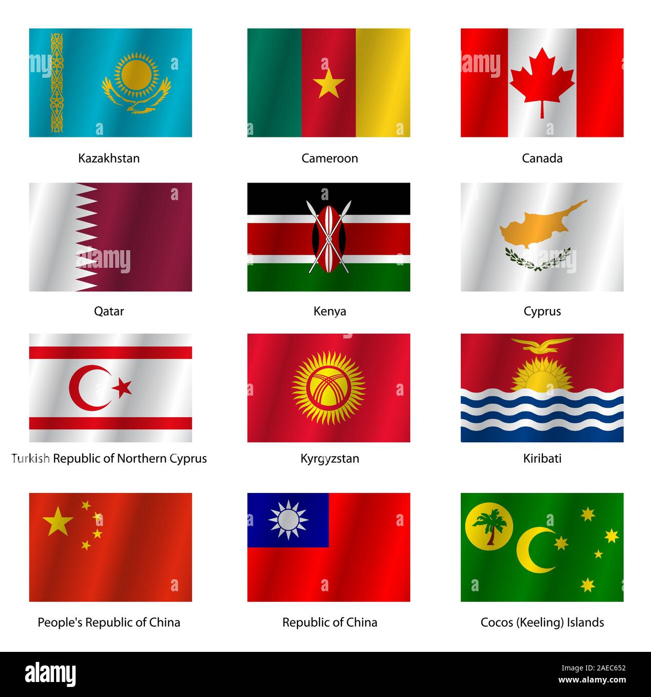 Set Flags of world sovereign states. Vector illustration. Set number 7 ...
