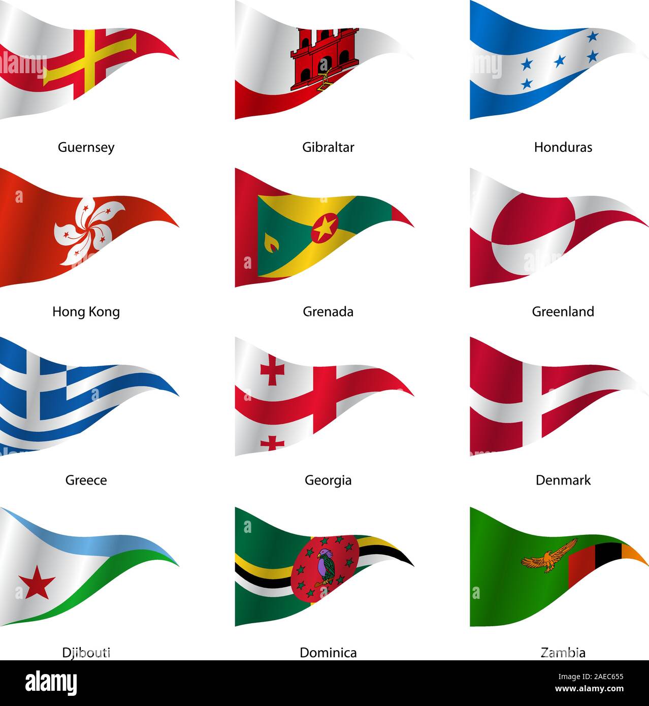 Set Flags of world sovereign states triangular shaped. Vector ...