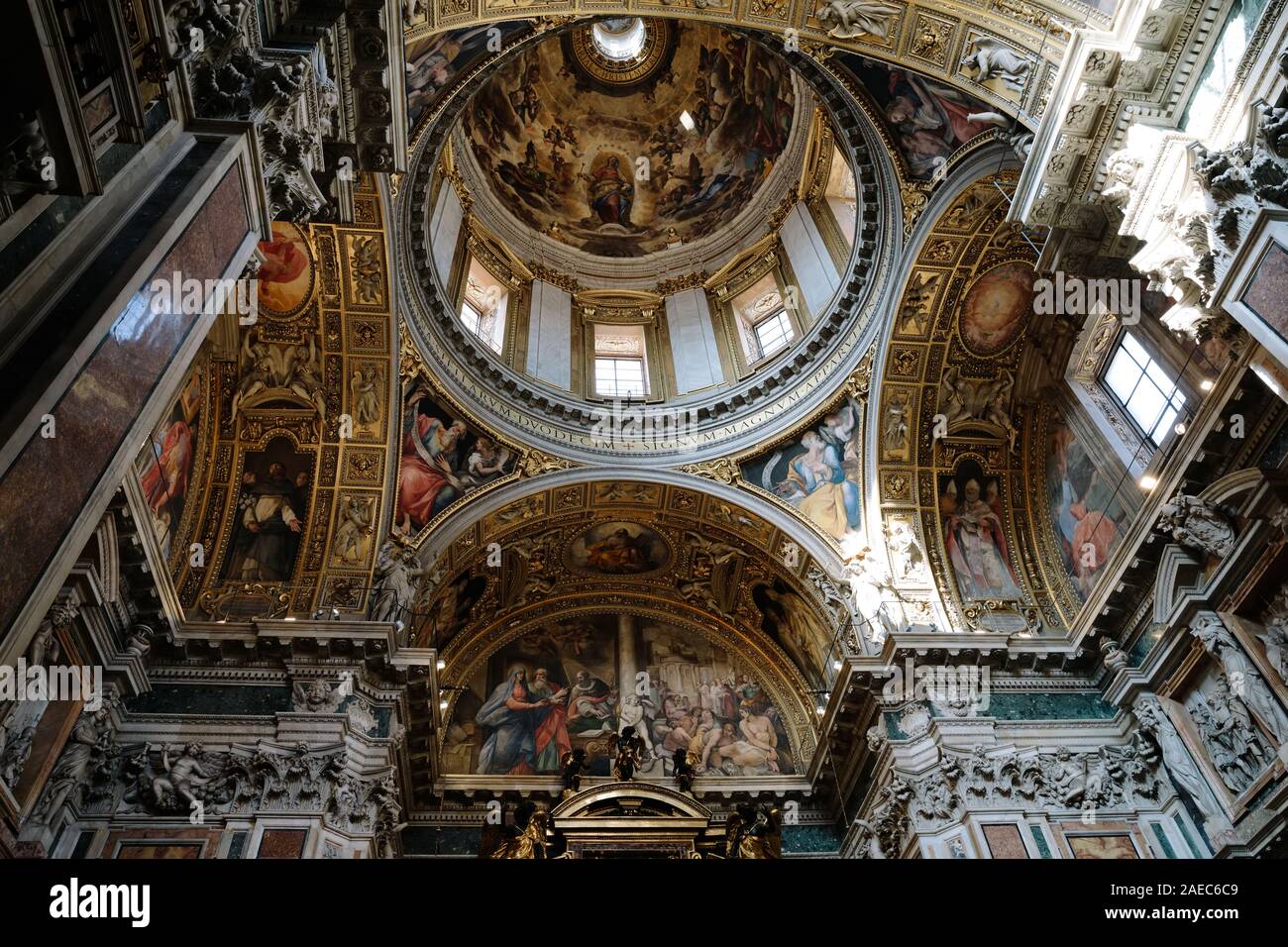 Rome, Italy - June 21, 2018: Panoramic view of interior of Basilica di ...