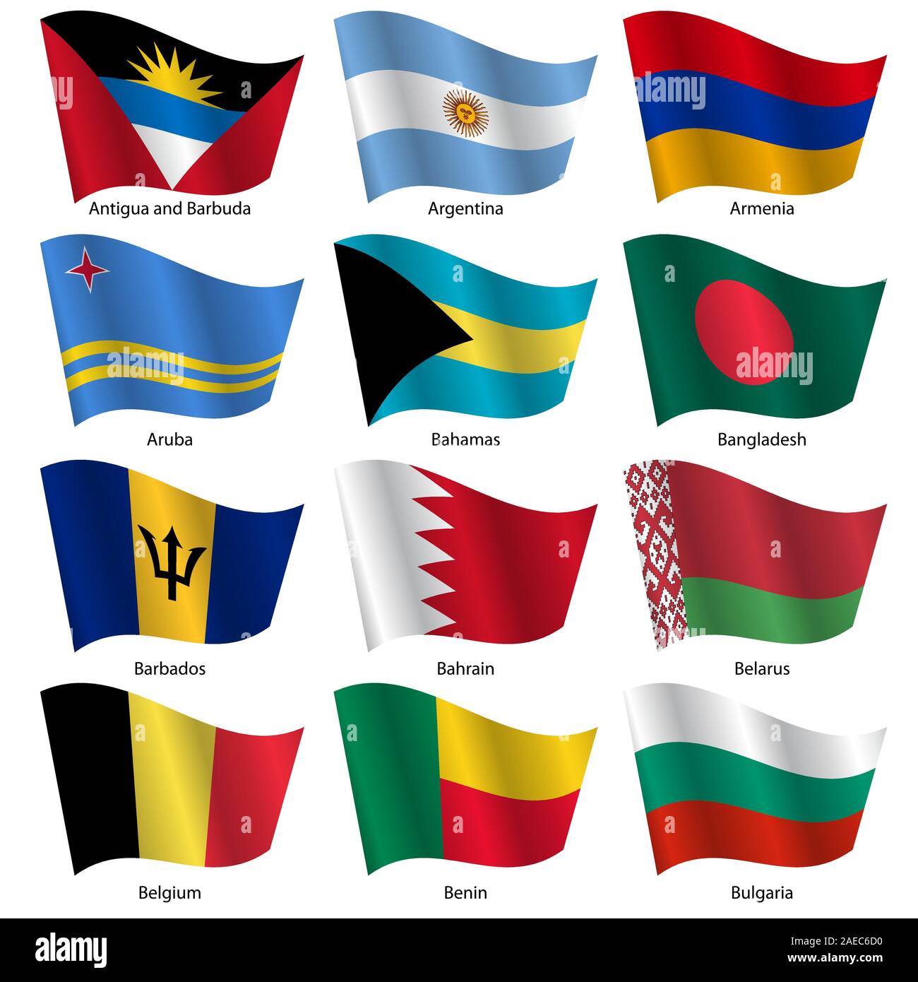 Set Flags of world sovereign states. Vector illustration. Set number 2 ...