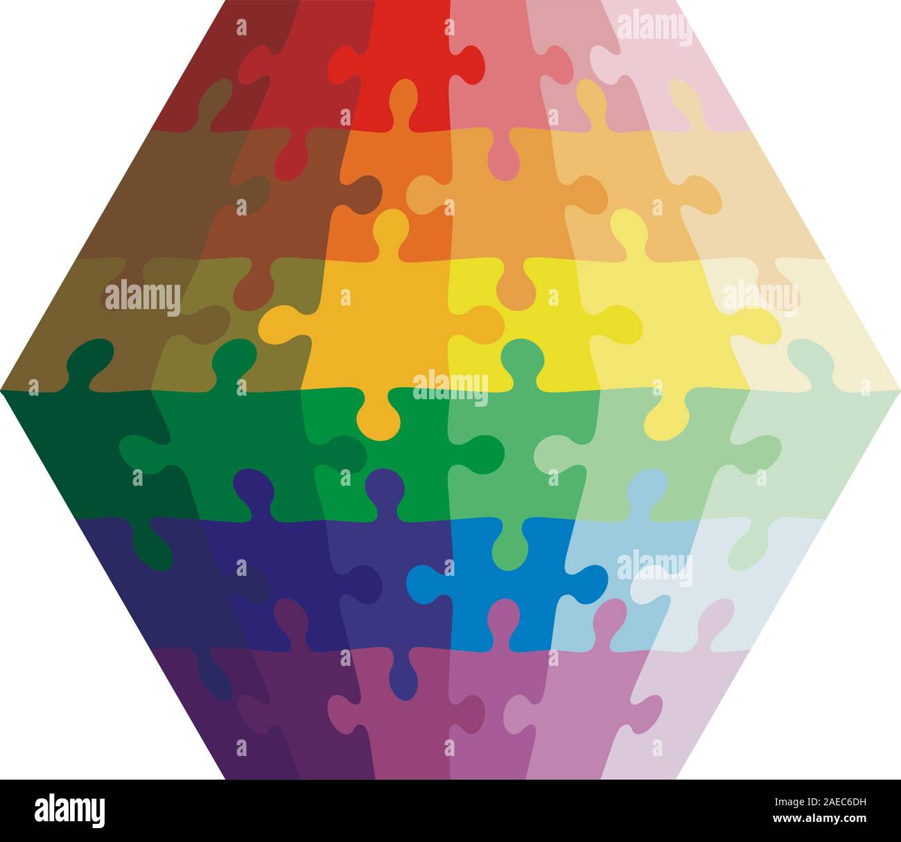 Jigsaw puzzle shape of a polygon, colors rainbow. Vector illustration ...