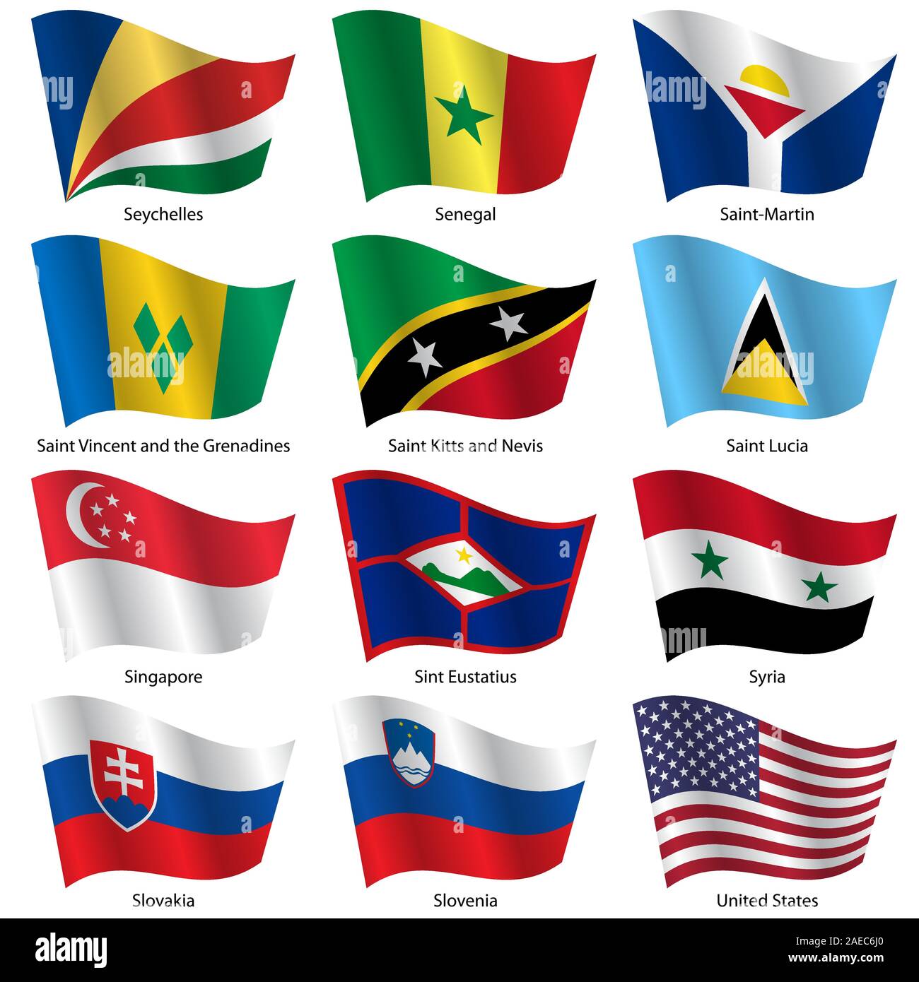 Set Flags of world sovereign states. Vector illustration. Set number 14 ...