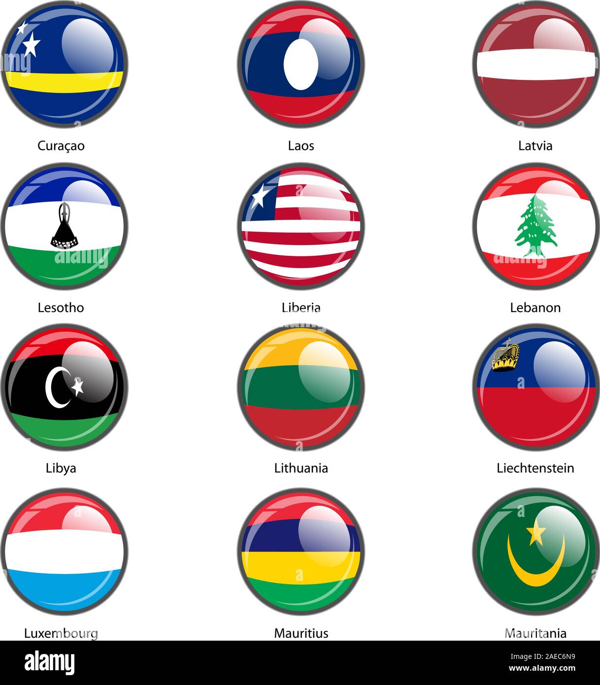 Set circle icon Flags of world sovereign states. Vector illustration ...