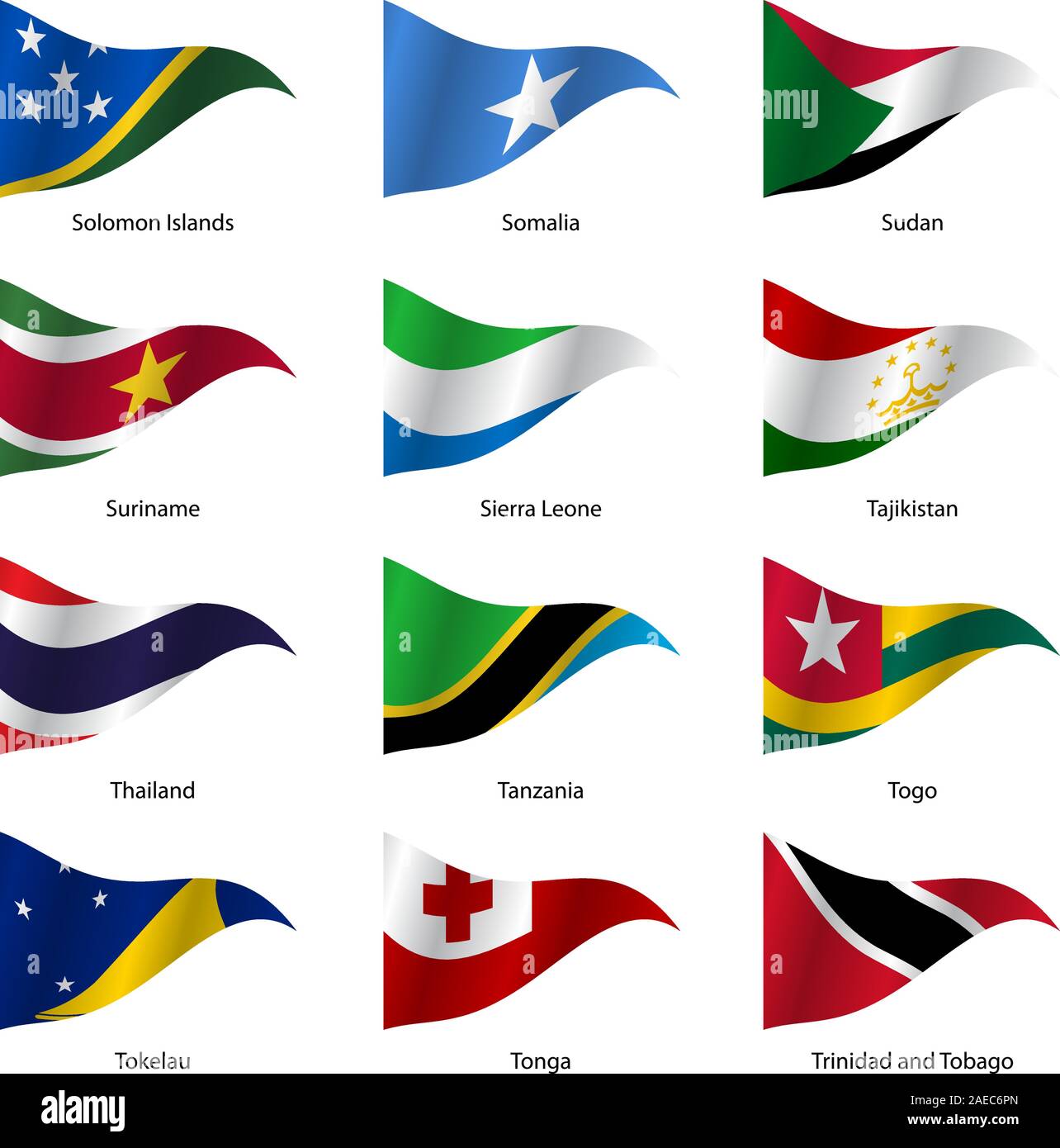 Set Flags of world sovereign states triangular shaped. Vector ...