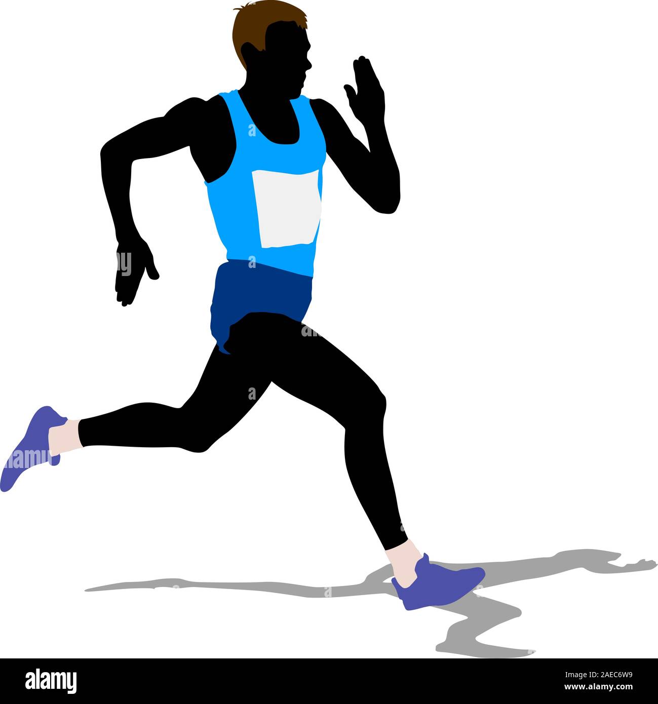 Athlete on running race, silhouettes. Vector illustration Stock Vector ...