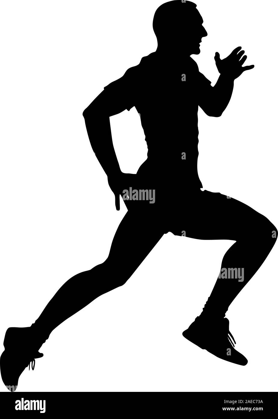 Athlete on running race, silhouettes. Vector illustration Stock Vector ...