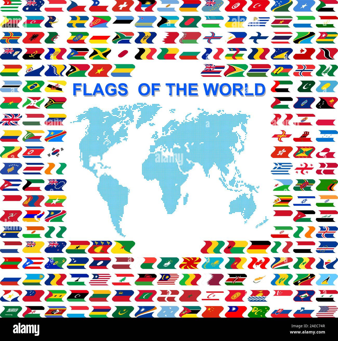 Flags of the world and map on white background. Vector illustration ...