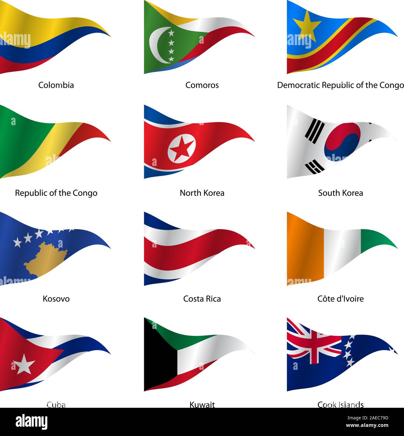 Set Flags of world sovereign states triangular shaped. Vector ...