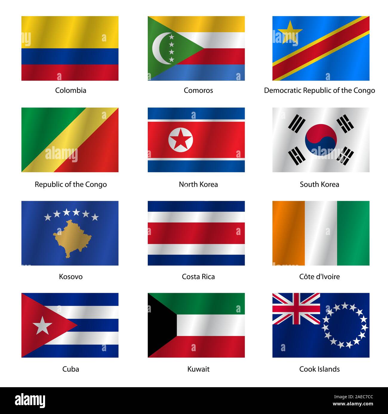 Set Flags of world sovereign states. Vector illustration. Set number 8 ...