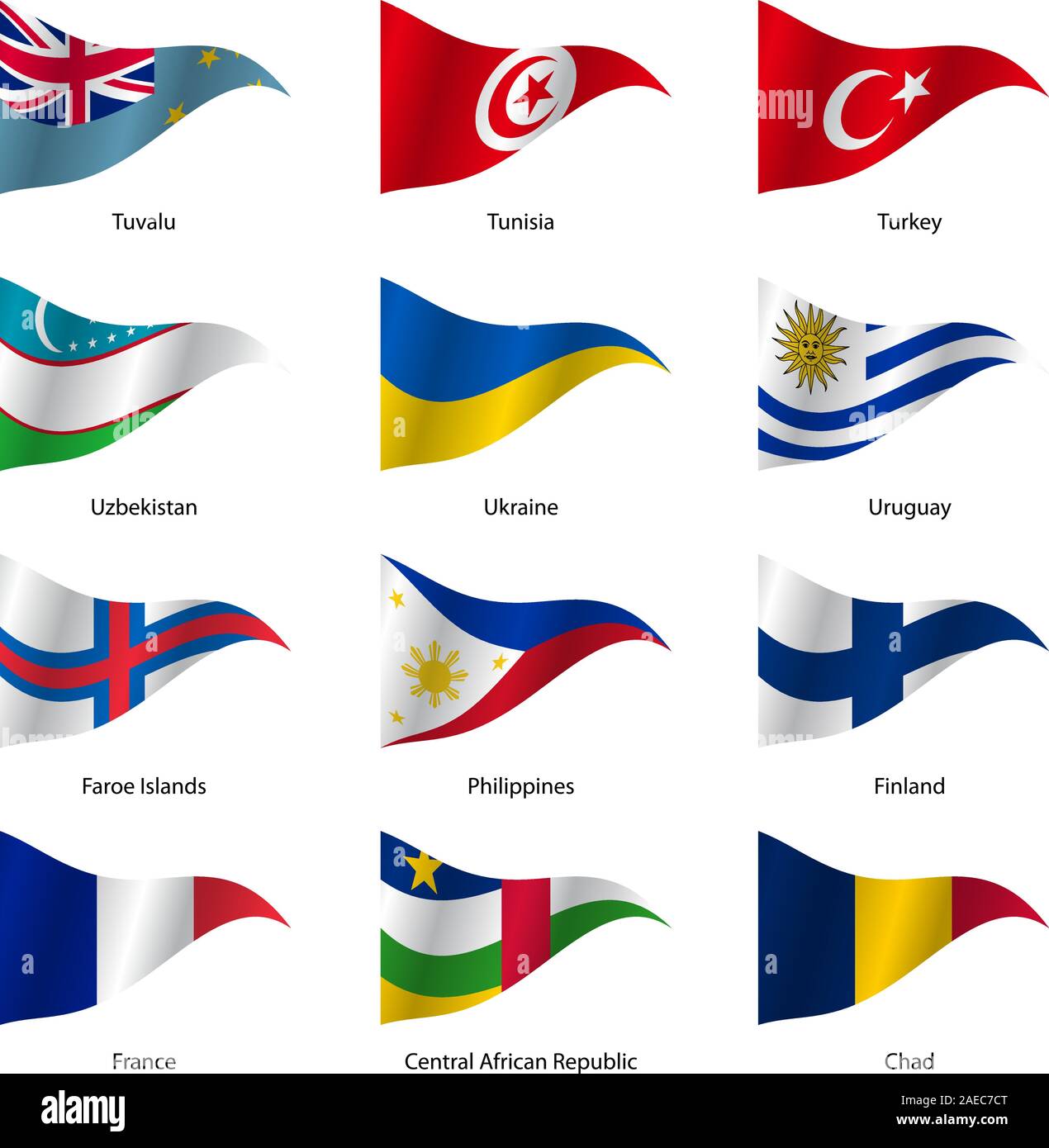Set Flags of world sovereign states triangular shaped. Vector ...