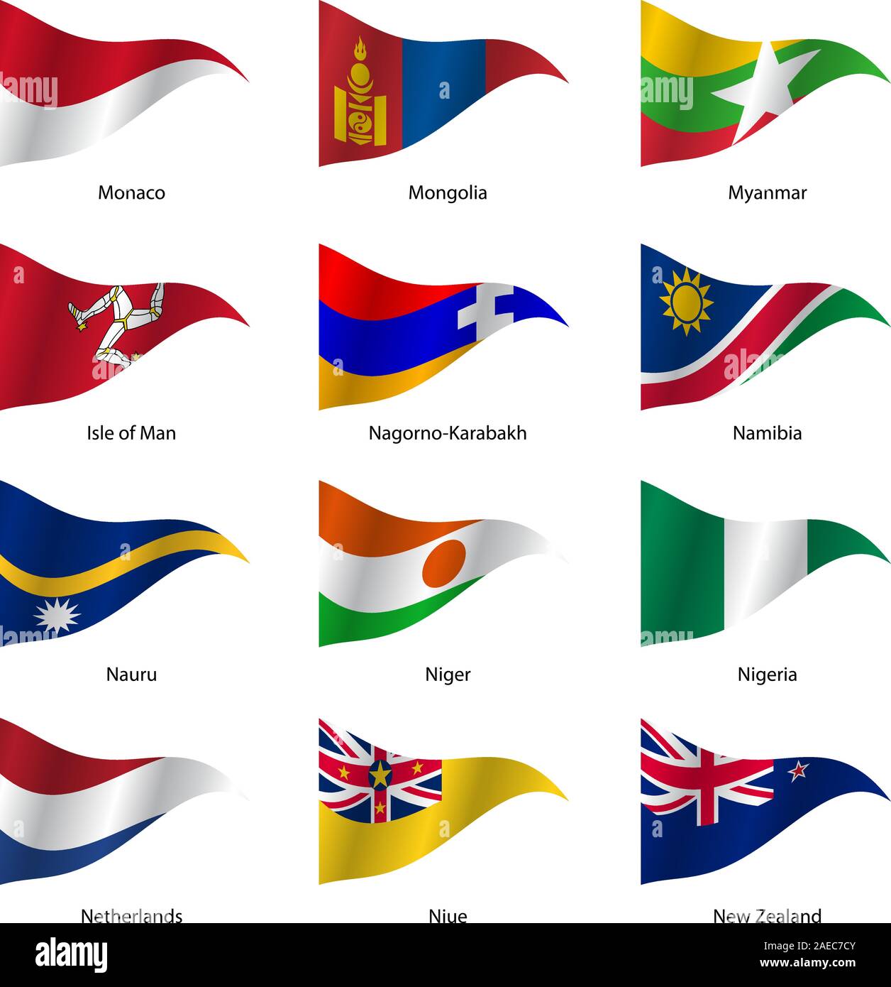 Set Flags of world sovereign states triangular shaped. Vector ...