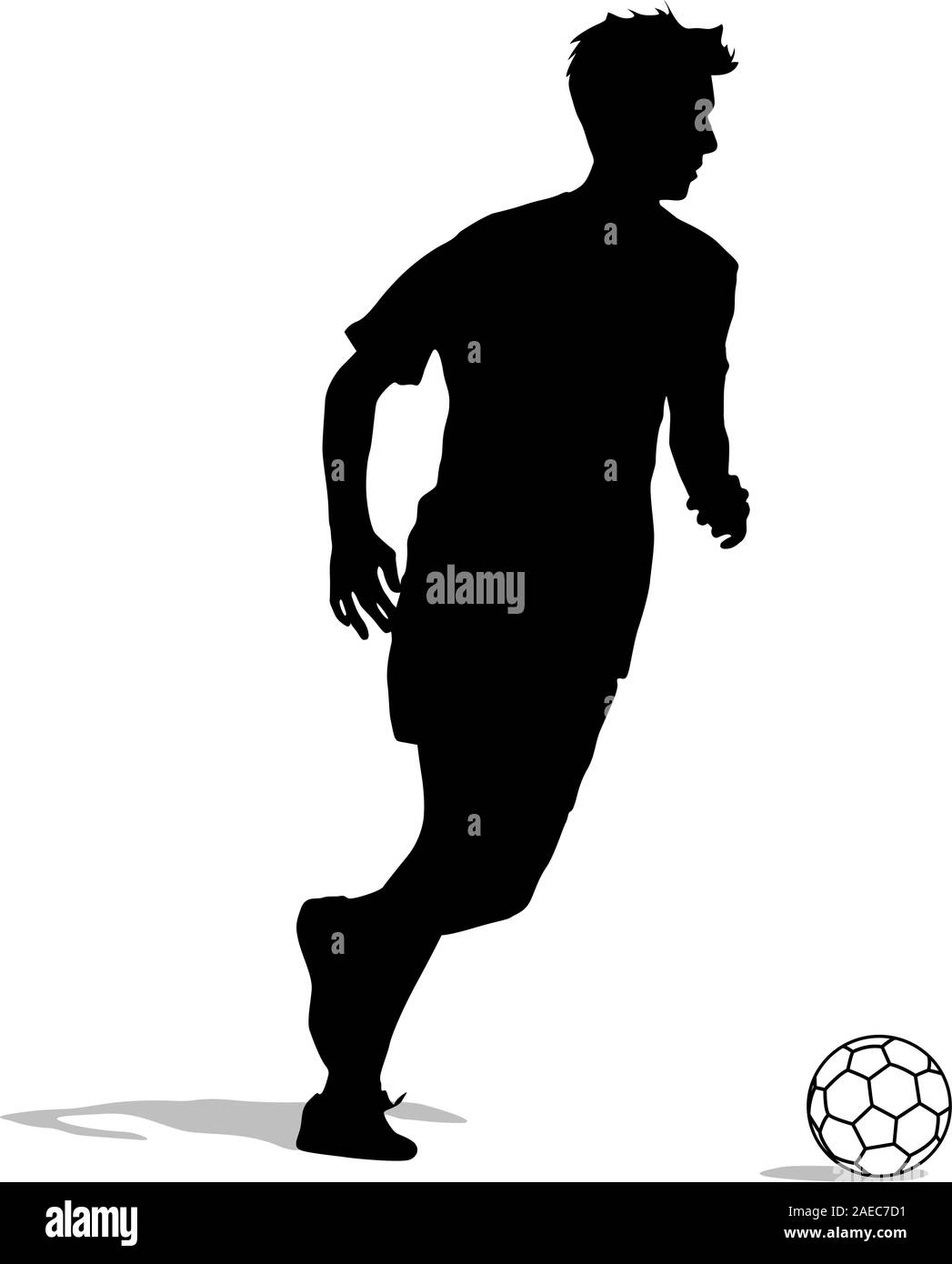 Silhouettes Of Soccer Players With The Ball Vector Illustration Stock