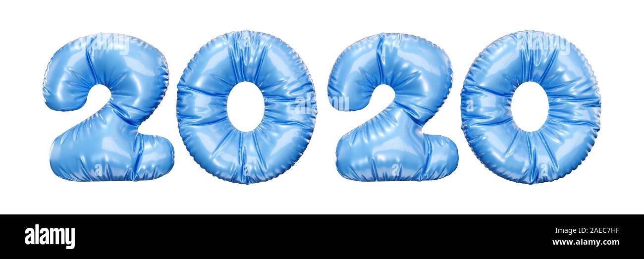 Christmas and Happy new year 2020 blue balloon numbers isolated on ...