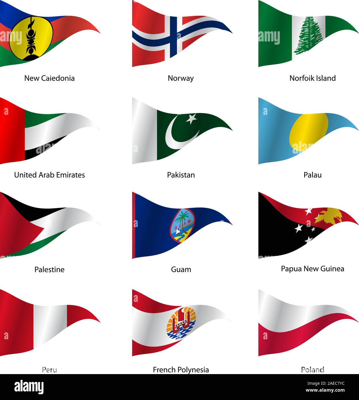 Set Flags of world sovereign states triangular shaped. Vector ...
