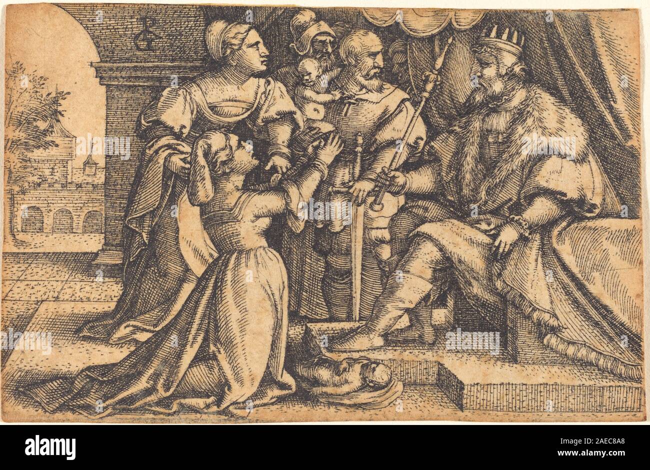 The Judgment of Solomon, painted by Georg Pencz, depicts the biblical ...
