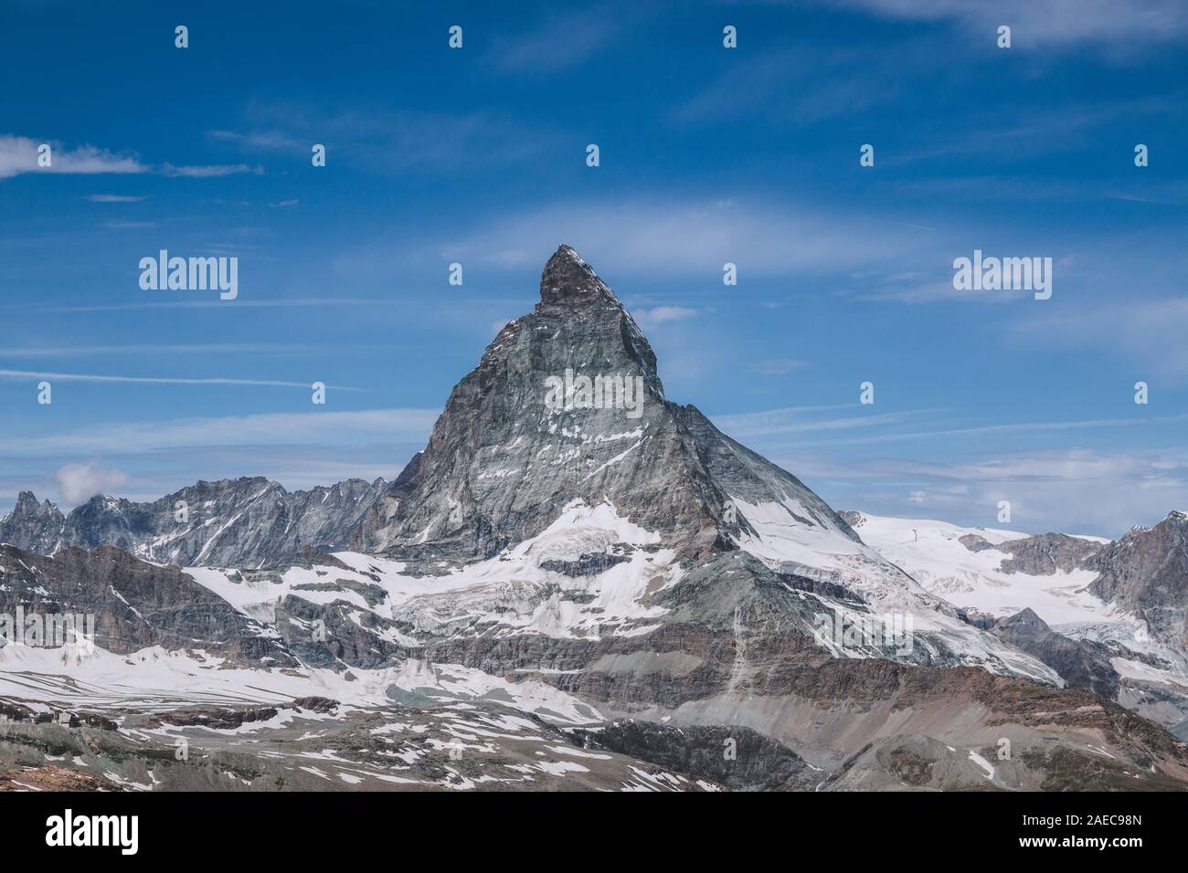 View closeup Matterhorn mountain, scene in national park Zermatt ...