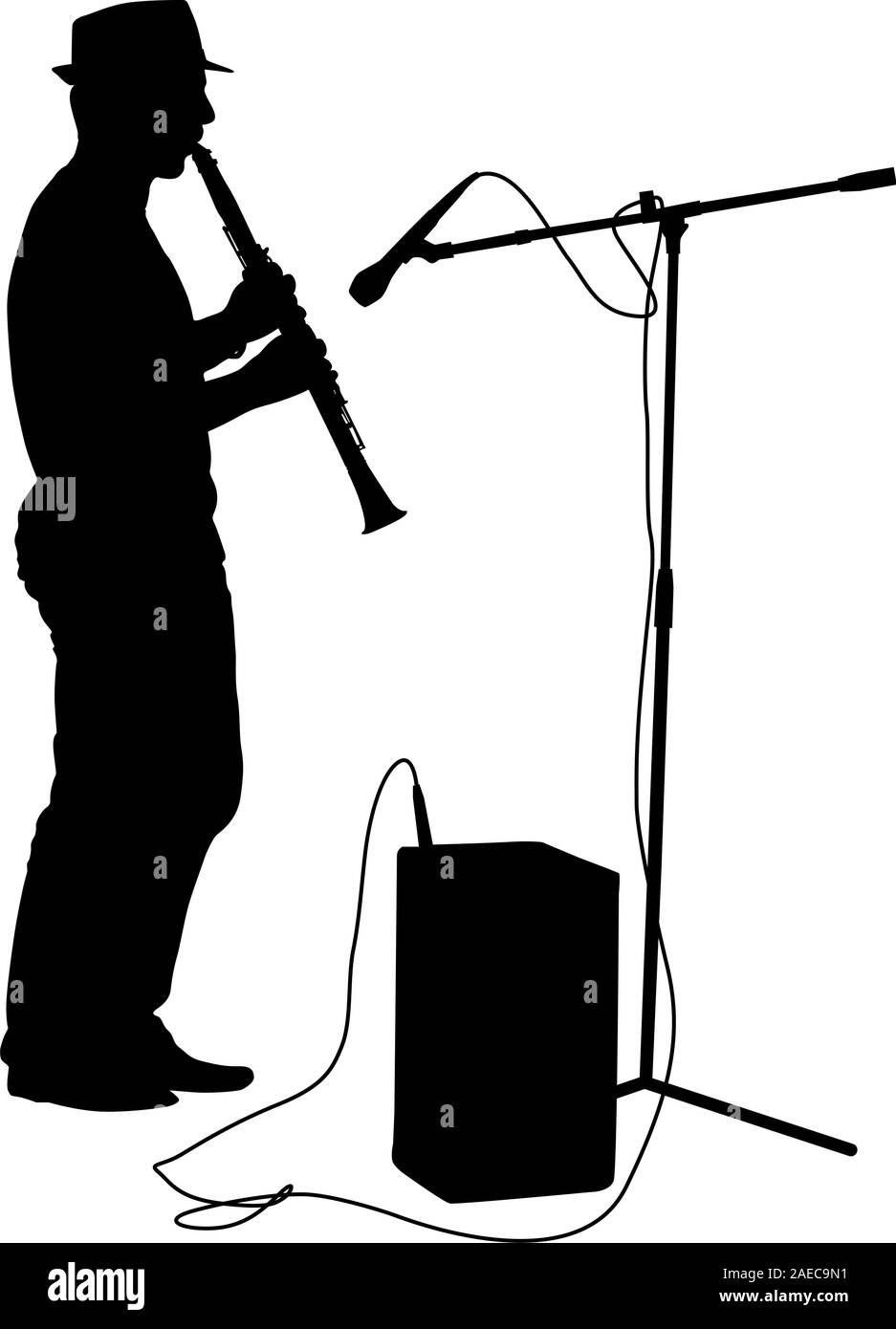 Silhouette musician plays the clarinet. Vector illustration Stock ...