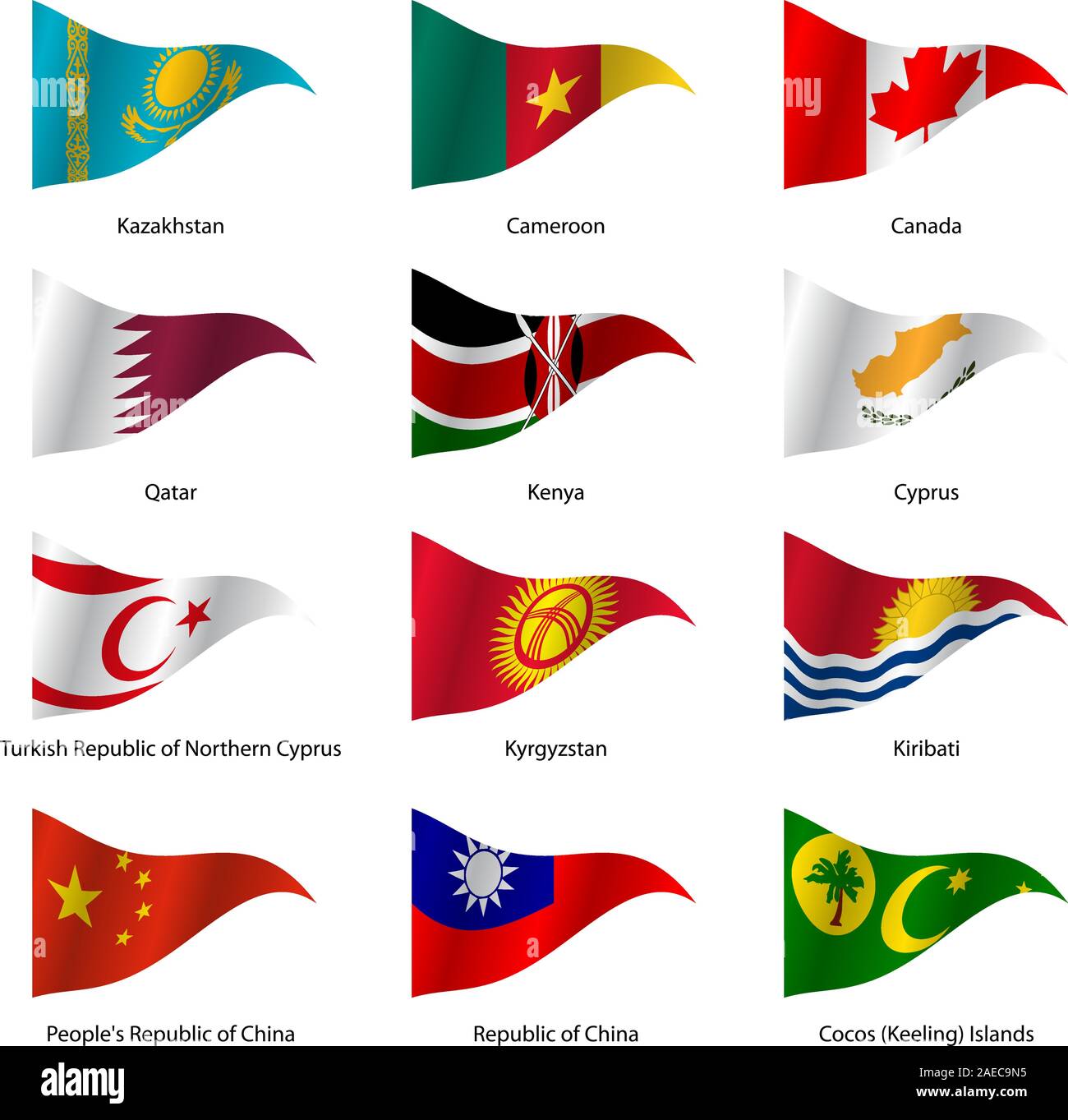 Set Flags of world sovereign states triangular shaped. Vector ...
