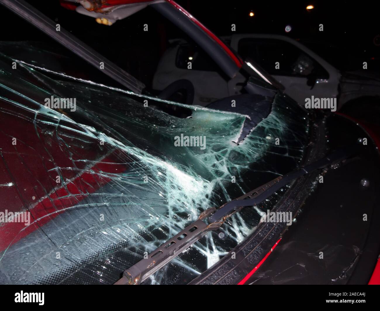 Total car crash smash accident on a road Stock Photo - Alamy