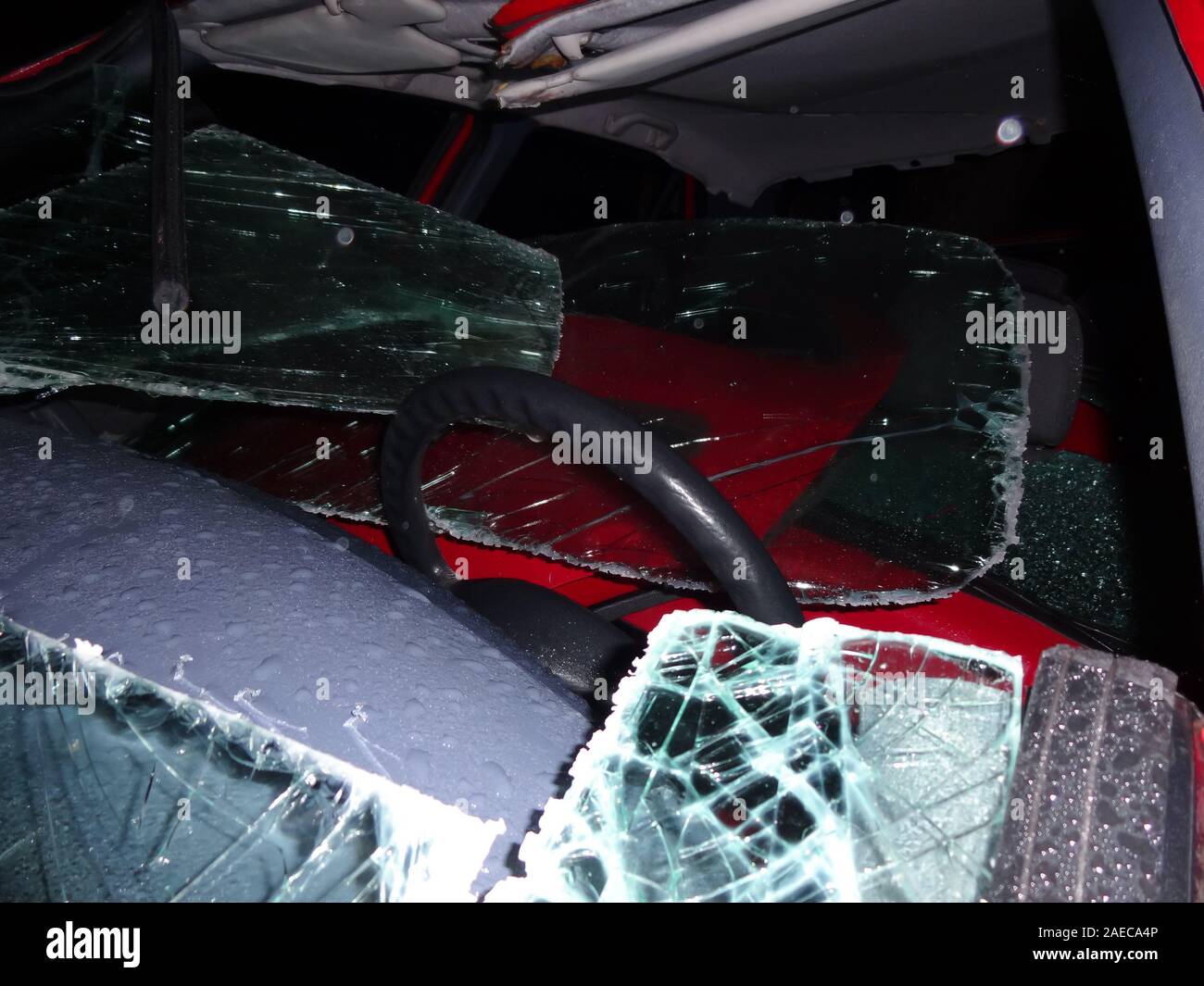 Total car crash smash accident on a road Stock Photo - Alamy