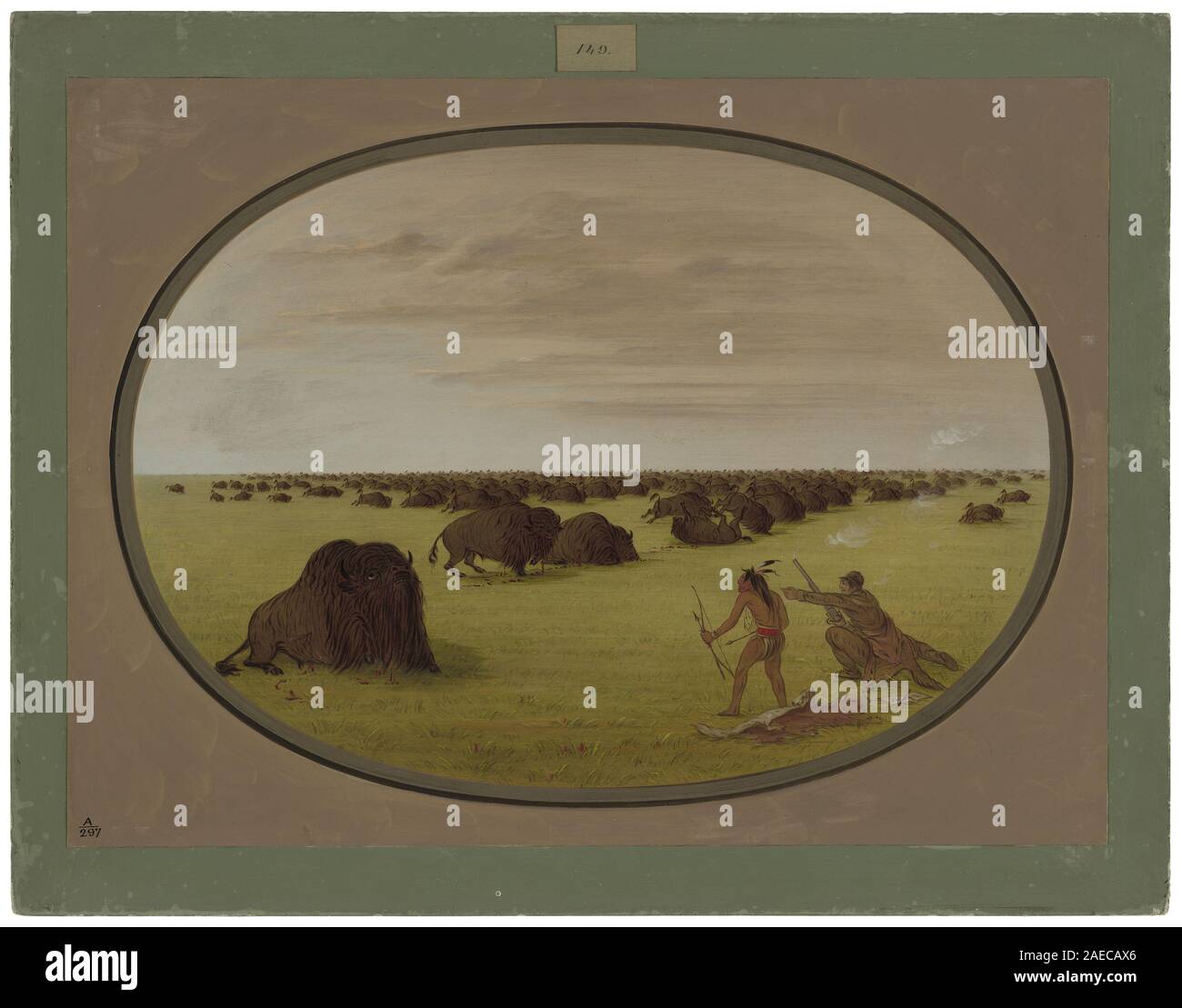 Catlin and Indian Attacking Buffalo; 1861/1869 George Catlin, Catlin ...