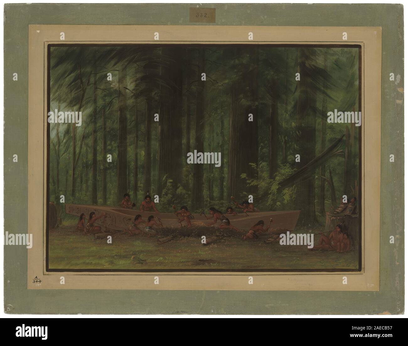 An 1855-1869 painting by George Catlin showing Nayas Indians excavating ...