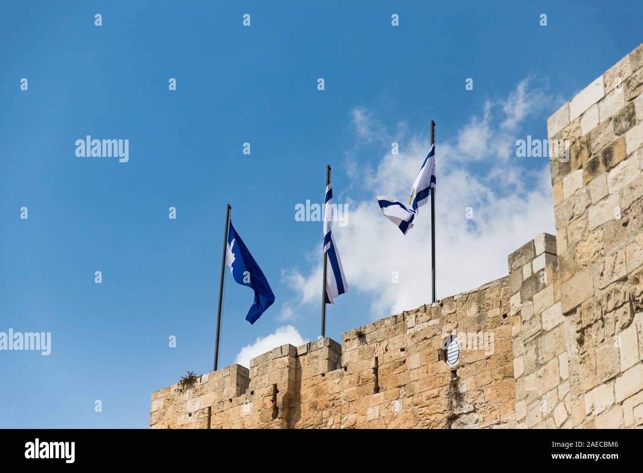 September 15, 2019, Jerusalem, Israel. Flag of Israel, a Jerusalem city ...